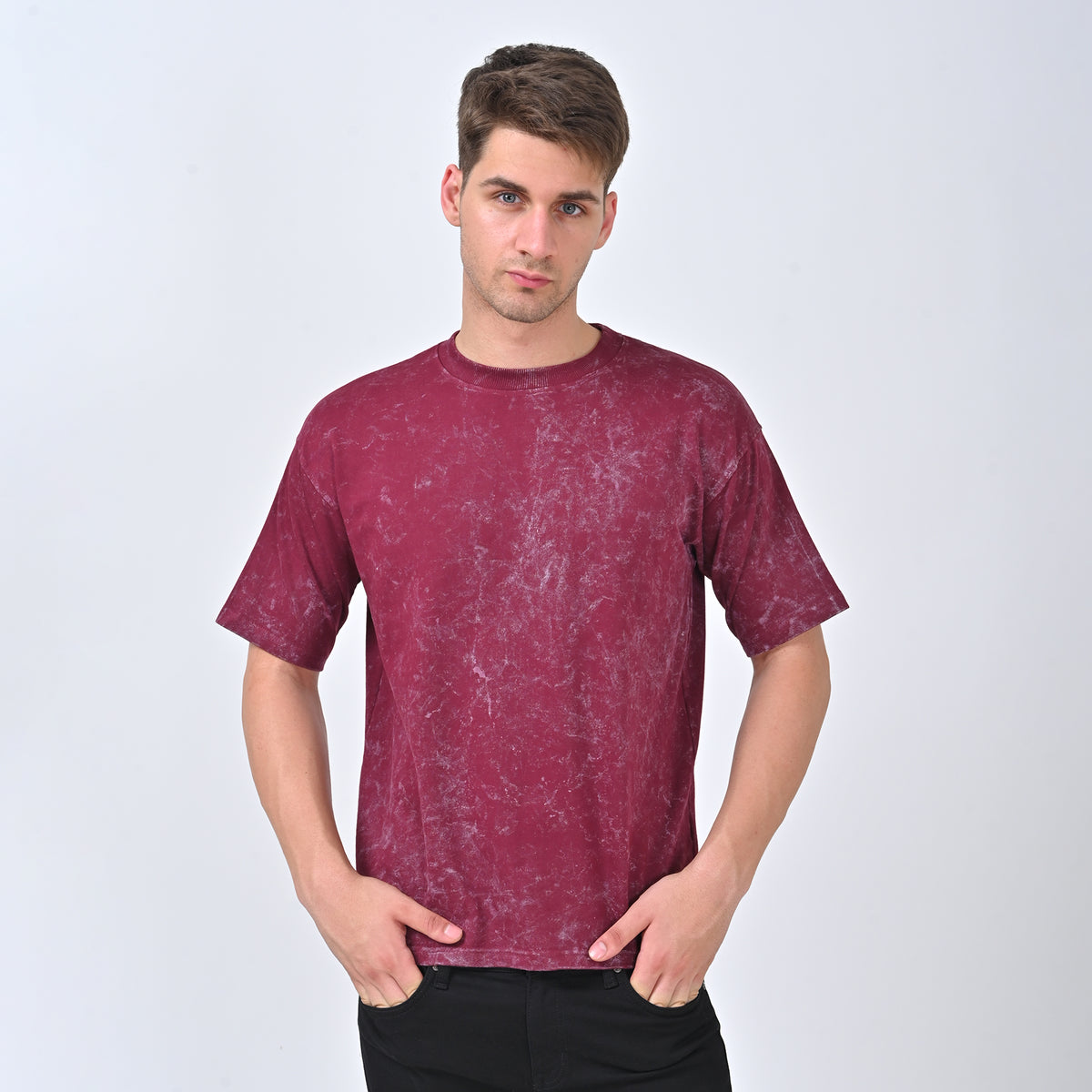 Crimson Acid-Wash Oversized T-Shirt – Offmint