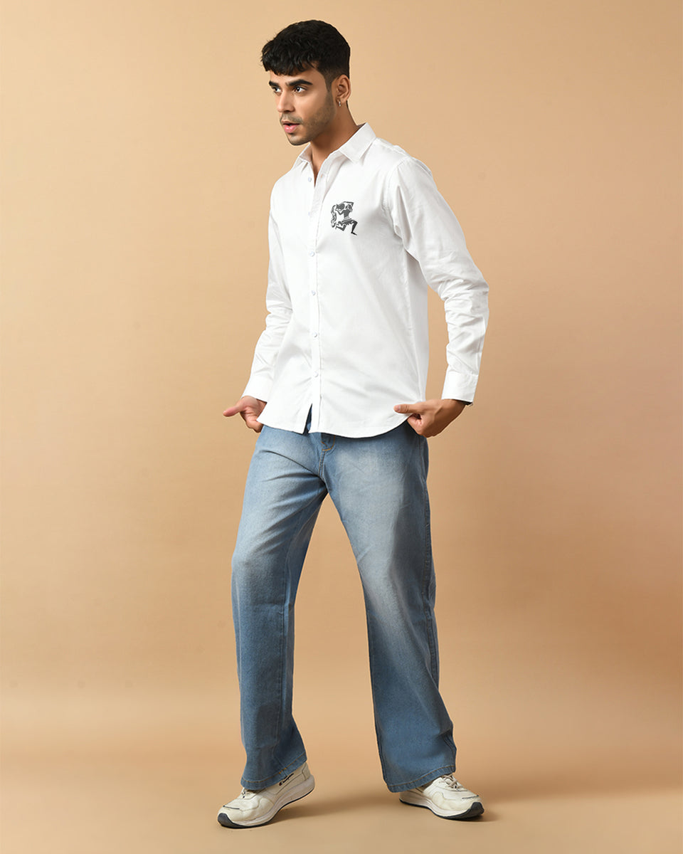 Aquarius Zodiac Sign White ClubWear Shirt By Offmint
