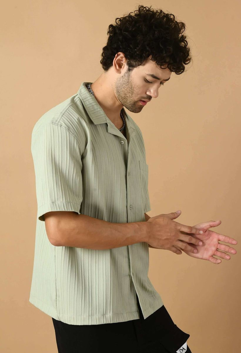 Mint Green Bubble Half Sleeves Shirts By Offmint