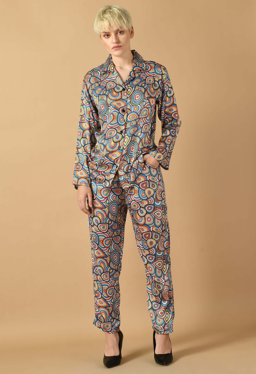 Multicolor Satin Co-Ord Set By Offmint