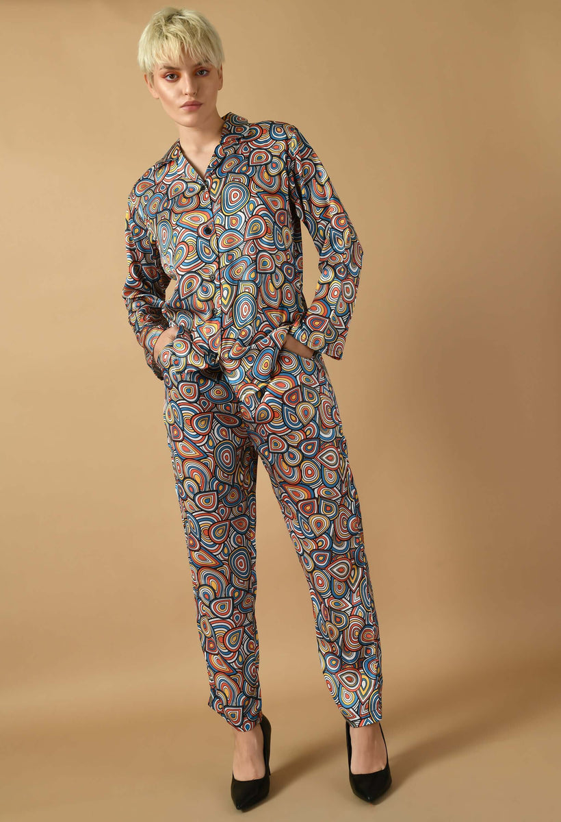 Multicolor Satin Co-Ord Set By Offmint